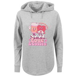 F4NT4STIC Sweatshirt 'Love and Coffe Valentinstag' Damen Gr&ouml;&szlig;e XL graumeliert / altrosa / cranberry / wei&szlig;