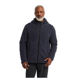 Fleecejacke Jack Wolfskin "STONE LITE HOODED JKT M", Herren, Gr. M, blau (schwarz navy), Obermaterial: 100% Polyester, normal, Jacken Fleecejacke, winddicht, atmungsaktiv, mit Eingrifftaschen