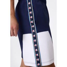 Champion Herren Sweatshorts "Sports-inspired Interlock Shorts with Tape detailing"nava, wht, Gr. S, Obermaterial: 82% Baumwolle, 18% Polyester,