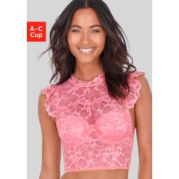 Lascana Damen Schalen-BH, Gr. 85, pink, Obermaterial: 60% Polyamid, 35% Polyester, 5% Elasthan, BHs, mit B&uuml;gel aus edler, dezent transparenter