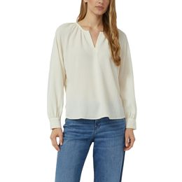 s.Oliver Damen Langarmbluse, beige, Gr. 38, unifarben, Web, Obermaterial: 78% Polyester, 21% Viskose, 1% Elasthan, Blusen, mit Manschetten