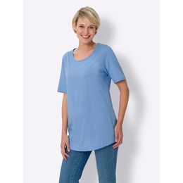 Longshirt Classic Basics "Doppelpack Shirts", Damen, Gr. 40, bunt (himmelblau, apricot), 100% Baumwolle, unifarben, Rundhals, Shirts Longshirt
