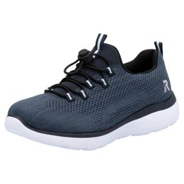Slip-On Sneaker RIEKER SPORT, Damen, Gr. 37, blau (nachtblau), Textil, unifarben, Schuhe, Schlupfschuh, Halbschuh, Freizeitsneaker mit MemoSoft-Ausstattung