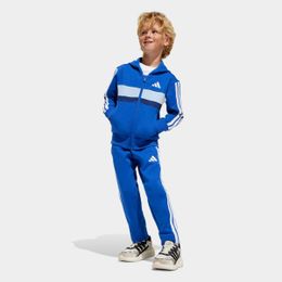 Trainingsanzug adidas Sportswear "LK 3S TIB FL TS", Jungen, Gr. 116, blau (royal blau, wei&szlig;, glow blau), Obermaterial: 70% Baumwolle, 30% Polyester, Sportanz&uuml;ge Trainingsanzug