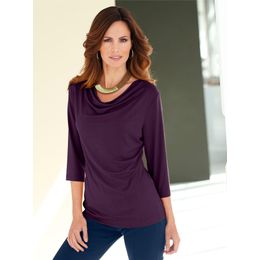 Wasserfallshirt Inspirationen "Shirt", Damen, Gr. 40, lila (beere), 95% Viskose, 5% Elasthan, unifarben, Wasserfallausschnitt, Shirts