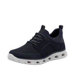 Slip-On Sneaker RIEKER SPORT, Herren, Gr. 43, blau (dunkelblau), Lederimitat, Textil, unifarben, Schuhe, Freizeitschuh, Halbschuh, Slipper mit Anziehlaschen
