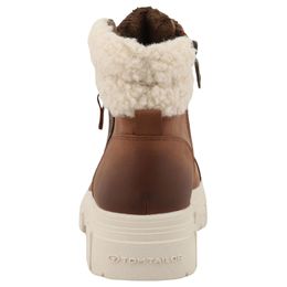 Tom Tailor Damen Winterboots, Gr. 39, braun, Lederimitat, Textil, used, Schuhe, Plateauboots, Winterboots mit Kunstfellkragen
