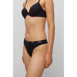 String BOSS "THONG CI", Damen, Gr. S (36), schwarz (schwarz 001), Jersey, Obermaterial: 95% Viskose, 5% Elasthan, unifarben, k&ouml;rpernah, Unterhosen String, mit BOSS Logoschriftzug auf dem Bund