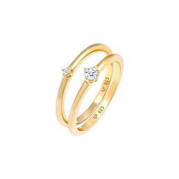 Elli DIAMONDS Ring Ring Set, Verlobungsring Damen Gr&ouml;&szlig;e 52 gold