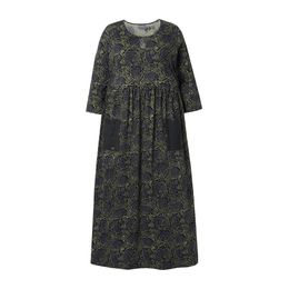 Ulla Popken Kleid Damen Gr&ouml;&szlig;e 58/60 nachtblau / gr&uuml;n Winterkleid