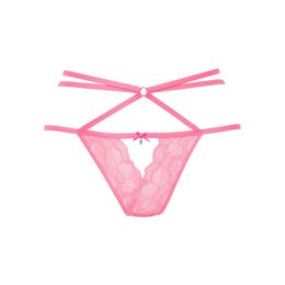 Lascana Damen String, Gr. 44, rosa, Spitze, Obermaterial: 88% Polyamid, 12% Elasthan, Unterhosen, mit extravaganter B&auml;nder-Optik und sexy Cut-Out