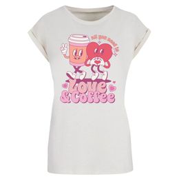 F4NT4STIC T-Shirt 'Love And Coffe Valentinstag' Damen Gr&ouml;&szlig;e M lila / flieder / grenadine / wollwei&szlig;