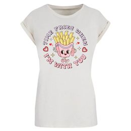 F4NT4STIC T-Shirt 'Time Fries when I am with you Valentinstag' Damen Gr&ouml;&szlig;e S sand / gelb / flieder / rosa