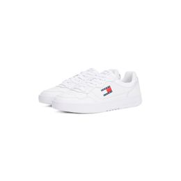 Sneaker Tommy Jeans "(NEW) TJM CUPSOLE LEATHER ESS", Herren, Gr. 41, wei&szlig;, Leder, Lederimitat, Textil, unifarben, Schuhe Sneaker, Freizeitschuh, Halbschuh, Schn&uuml;rschuh im Basket-Look