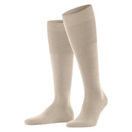 Kniestr&uuml;mpfe Falke "Airport", Damen, Gr. 47-48, beige (beige meliert), Materialmix, unifarben, normal, Socken Kniestr&uuml;mpfe, Merinowolle au&szlig;en, langes B&uuml;ndchen, atmungsaktiv, klimaregulierend