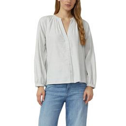 Langarmbluse s.Oliver, Damen, Gr. 38, ecru, Web, Obermaterial: 55% Baumwolle, 45% Viskose, unifarben, relaxed fit normal, V-Ausschnitt, elastischer Bund, Blusen, mit Knopfleiste