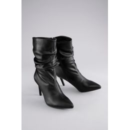 ANISTON SHOES Damen Stiefelette, Gr. 37schwarz, Lederimitat, Schuhe, mit Raffungen am slouchy Schaft