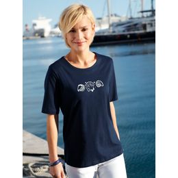 Kurzarmshirt Casual Looks "Shirt", Damen, Gr. 38, blau (marine), 100% Baumwolle, bedruckt, unifarben, Rundhals, Shirts