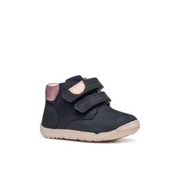 Lauflernschuh Geox "B MACCHIA GIRL", Baby, Gr. 20, blau (navy, rosa), Leder, Schuhe Lauflernschuh, Babyschuh mit Klettverschluss, Gr&ouml;&szlig;enschablone zum Download