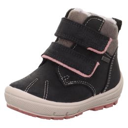 Klettstiefel Superfit "GROOVY 2.0 WMS: Mittel", M&auml;dchen, Gr. 26, rosa (dunkelgrau, rosa), Textil, Veloursleder, Schuhe Klettstiefel, Snowboots mit Schurwolle, Gr&ouml;&szlig;enschablone zum Download