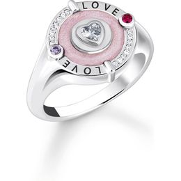 Thomas Sabo Ring Damen Gr&ouml;&szlig;e 58 lila / pink / schwarz / silber