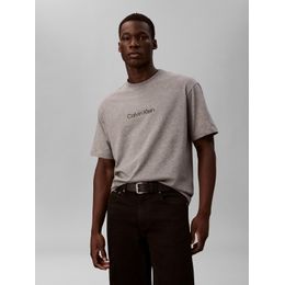 Calvin Klein Herren T-Shirt "SS RLXD STANDARD LOGO CREWNK TEE"medium grau heather, Gr. S, meliert, Single Jersey, Obermaterial: 100% Baumwolle,