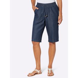 Jeansbermudas Classic Basics, Damen, Gr. 38, Normalgr&ouml;&szlig;en, blau (wei&szlig;), 100% Baumwolle, unifarben, knielang, Jeans