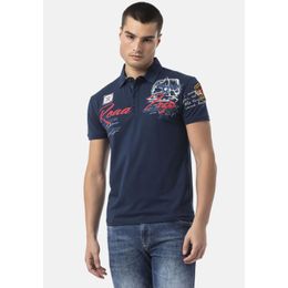 Cipo & Baxx CIPO & BAXX Herren Poloshirt, blau, Gr. XXL, bedruckt, Jersey, Obermaterial: 95% Baumwolle, 5% Elasthan, Shirts