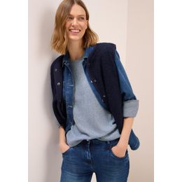 Cecil Damen T-Shirtlight sky blau, Gr. XS, unifarben, Jersey, Obermaterial: 60% Viskose, 40% Polyester, Shirts, in feiner Strick Optik