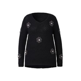 MIAMODA Pullover Damen Gr&ouml;&szlig;e M/L dunkelgrau / schwarz / wei&szlig;