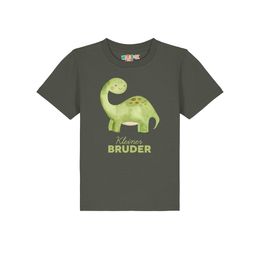 watabout.kids T-Shirt 'Dinosaurier 04 Kleiner Bruder' Jungen Gr&ouml;&szlig;e 110/116 khaki / hellgr&uuml;n