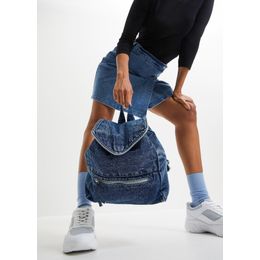 bonprix Rucksack aus Denim, blau, Vegan