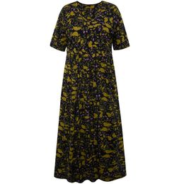 Ulla Popken Kleid Damen Gr&ouml;&szlig;e 46/48 marine / gelb / lila Winterkleid