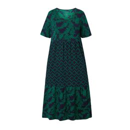 Ulla Popken Kleid Damen Gr&ouml;&szlig;e 50/52 nachtblau / tanne Winterkleid
