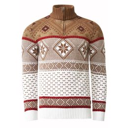 Rusty Neal Pullover Herren Gr&ouml;&szlig;e M beige / blutrot / wei&szlig;