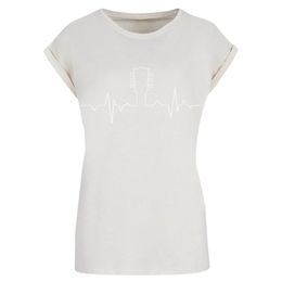 F4NT4STIC T-Shirt 'Gitarre Heartbeat' Damen Gr&ouml;&szlig;e 5XL sand / wei&szlig;