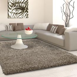 Hochflor-Teppich Ayyildiz Teppiche "Life Shaggy 1500", grau (taupe), B:60cm H:30mm L:110cm, Kunstfaser, Teppiche, Langflor, uni, gro&szlig;e Farbauswahl, robust, auch als L&auml;ufer und in rund
