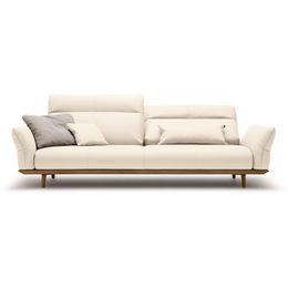 4-Sitzer "CR.460", wei&szlig; (perlwei&szlig; 534, 12), B:248cm H:103cm T:100cm, NaturLEDER OSKAR (echtes Rindsleder), CREATION BY ROLF BENZ, Sofas, Sockel in Nussbaum, F&uuml;&szlig;e Nussbaum, Breite 248 cm