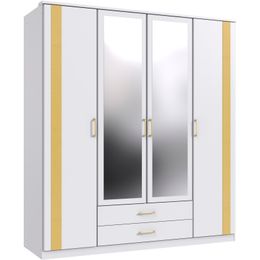Dreht&uuml;renschrank wimex "Agadir, wahlweise in verschiedenen Breiten und Farben erh&auml;ltlich", wei&szlig;, absetzung gold matt, B:180cm H:199cm T:58cm, Spanplatte, Schr&auml;nke, Dreht&uuml;renschrank, goldfarbene Aufleistungen und Griffe