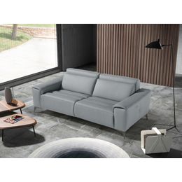 2,5-Sitzer Egoitaliano "Suzette, Designsofa mit elektrischen Komfortfunktionen, edel & bequem", blau (himmel), B:218cm H:95cm T:100cm, Leder &raquo;NUVOLE&laquo; (Echtes Rindsleder). Halbnat&uuml;rliches, halbnarbiges Rindsleder mit einer nat&uuml;rlichen K&ouml;rnung von 1, 2 bis 1, 4 mm. Dieses Leder hat eine weiche, wachsartige Hand mit mattem Aussehen und einem Wolkeneffekt. Es handelt sich um ein Naturleder, das die ur
