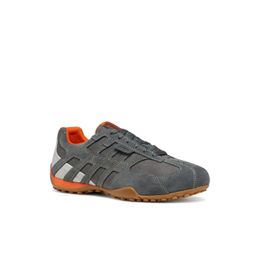 Schn&uuml;rschuh Geox "U SNAKE ORIGINAL", Herren, Gr. 40, orange (grau, orange), Synthetik, Veloursleder, kontrastfarbene Details, Basic, Schuhe Schn&uuml;rschuh, Sneaker mit Geox Spezial Membrane, Gr&ouml;&szlig;enschablone zum Download