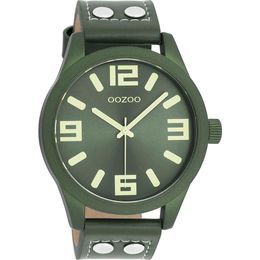 Quarzuhr Oozoo, gr&uuml;n (khaki), Armbanduhren, Damen, Quarzuhr, Armbanduhr, Damenuhr, Herrenuhr, Lederarmband, &Oslash; 46mm