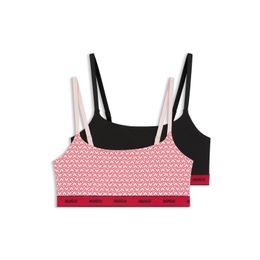 Bralette HUGO UNDERWEAR "TWIN BRALETTE DESIGN", Damen, Gr. L, N-Gr, open pink 695, Jersey, Obermaterial: 95% Baumwolle, 5% Elasthan, BHs Bralette, ohne Verschluss, ohne Polsterung