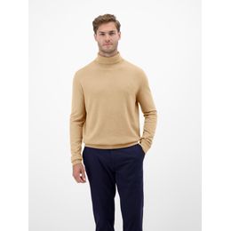 Rollkragenpullover Lerros, Herren, Gr. M, tender beige melange, Strick, Obermaterial: 88% Schurwolle, 12% Kaschmir, meliert, regular fit normal, ohne Ausschnitt, Rippb&uuml;ndchen, Pullover Rollkragenpullover, mit Logo-Stickerei und aus Schurwolle mit Kaschmir