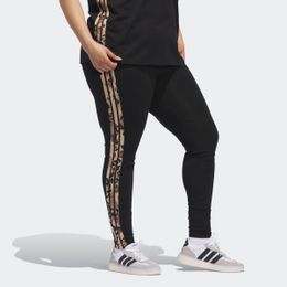 Trainingstights adidas Sportswear "W IN AOP LEG", Damen, Gr. 4X, N-Gr, schwarz, Obermaterial: 90% Baumwolle, 10% Elasthan, Hosen, sportlicher Stil mit 3-Streifen-Design und Leoparden-Print