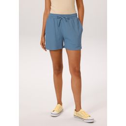 Shorts Aniston CASUAL, Damen, Gr. 40, N-Gr, blau, Web, Obermaterial: 98% Polyester, 2% Elasthan, Strukturmuster, unifarben, figurumspielend kurz, Hosen Shorts, aus strukturierter, elastischer Stoff-Qualit&auml;t - NEUE KOLLEKTION