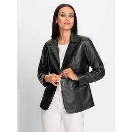 Heine Damen Lederblazer, Schwarz, Gr. 38, Lederjacken, Material: Lammnappaleder