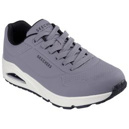 Sneaker Skechers "Uno - Stand on Air", Damen, Gr. 45, grau (dunkelgrau), Lederimitat, Schuhe Sneaker, Freizeitschuh, Halbschuh, Schn&uuml;rschuh mit Air-Cooled Memory Foam
