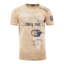 Rusty Neal T-Shirt Herren Gr&ouml;&szlig;e L camel / schwarz / wei&szlig;