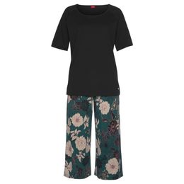 s.Oliver Capri-Pyjama Damen Gr&ouml;&szlig;e XL dunkelgr&uuml;n / schwarz / wei&szlig; Winterkleid
